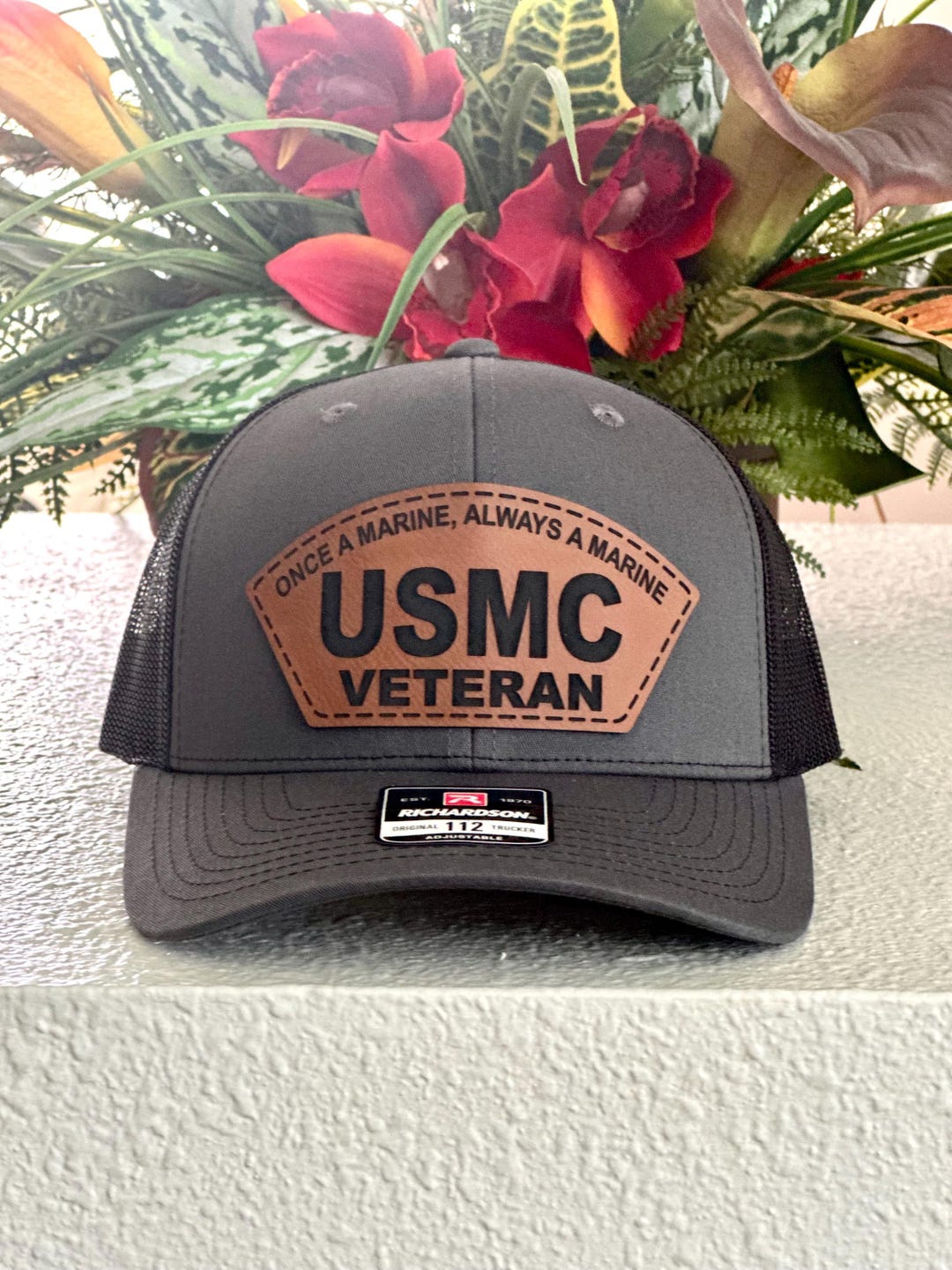 USMC Veteran or Retired Hat | Marines | Custom Laser Engraved Trucker ...