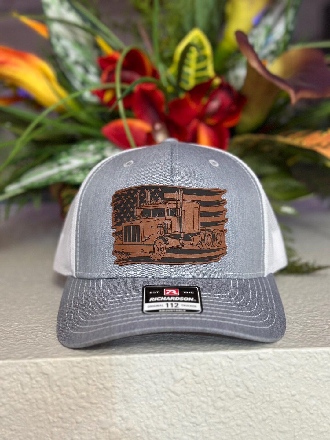 Truck Driver Hat With Custom Flag Patch Laser Engraved Trucker Hat ...