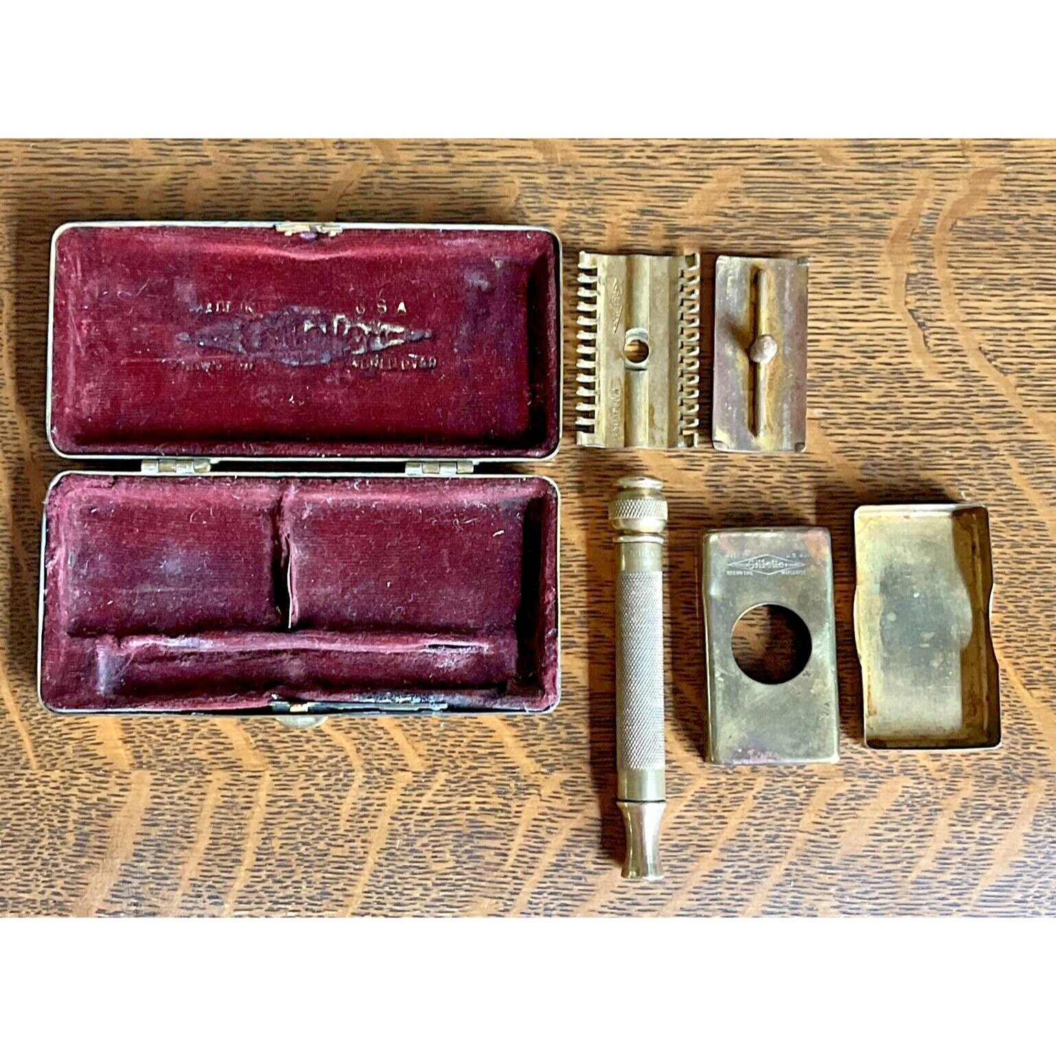 Antique Brass Gillette USA Shaving Set Kit Travel Case Early 1900s - Etsy