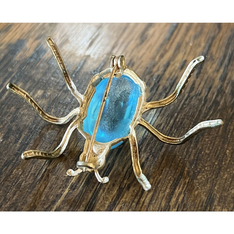 Spider Brooch Pins Insect Trio Aqua Blue Art Deco Brass Spiders - Etsy