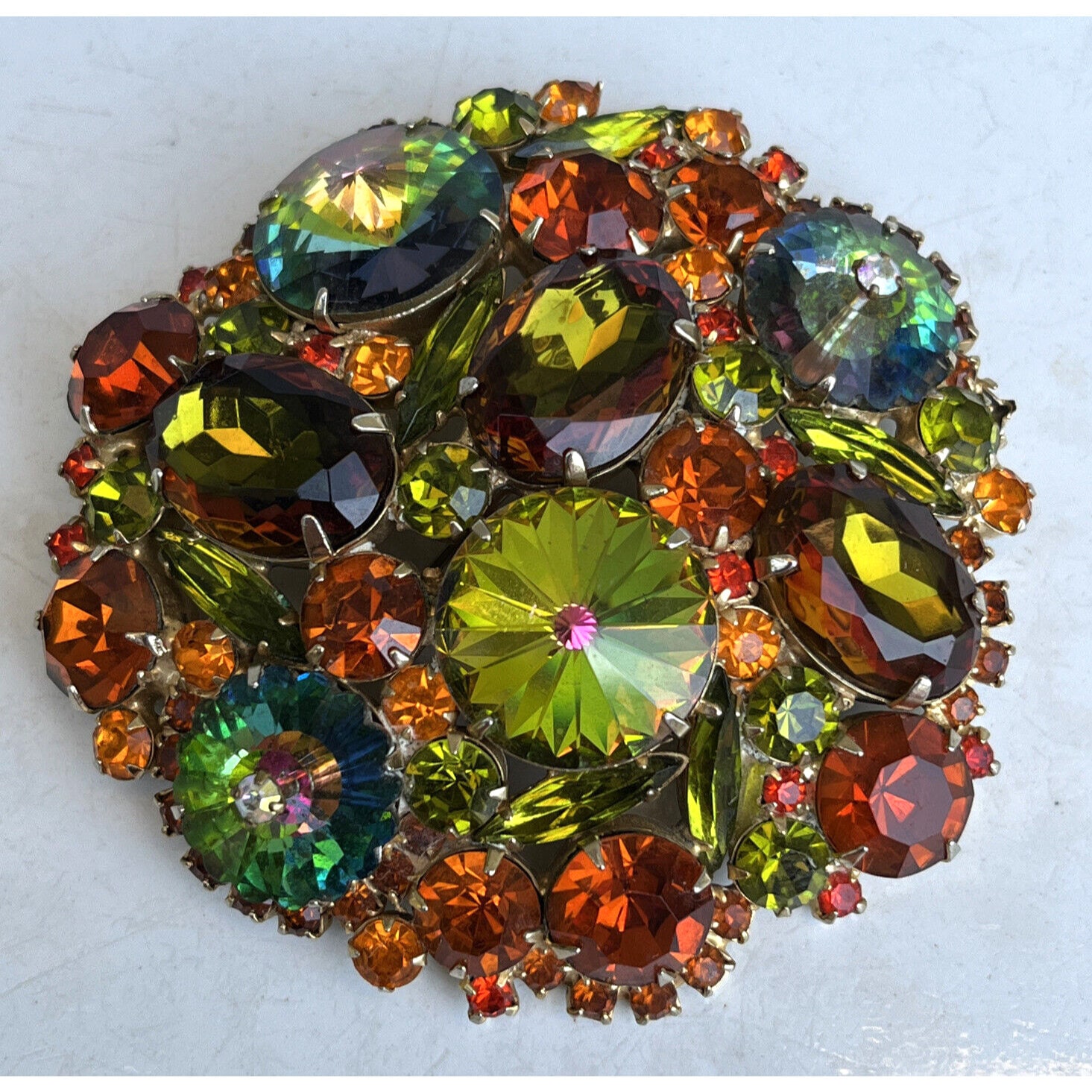 Vintage Juliana D&E Multi Colored Rhinestone Brooch Rivoli Margarita ...