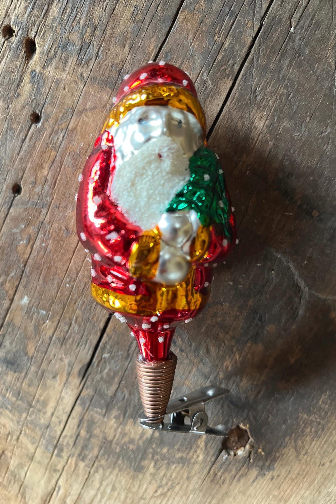 Vintage Glass Santa Christmas Tree Clip on Ornament Clamp - Etsy