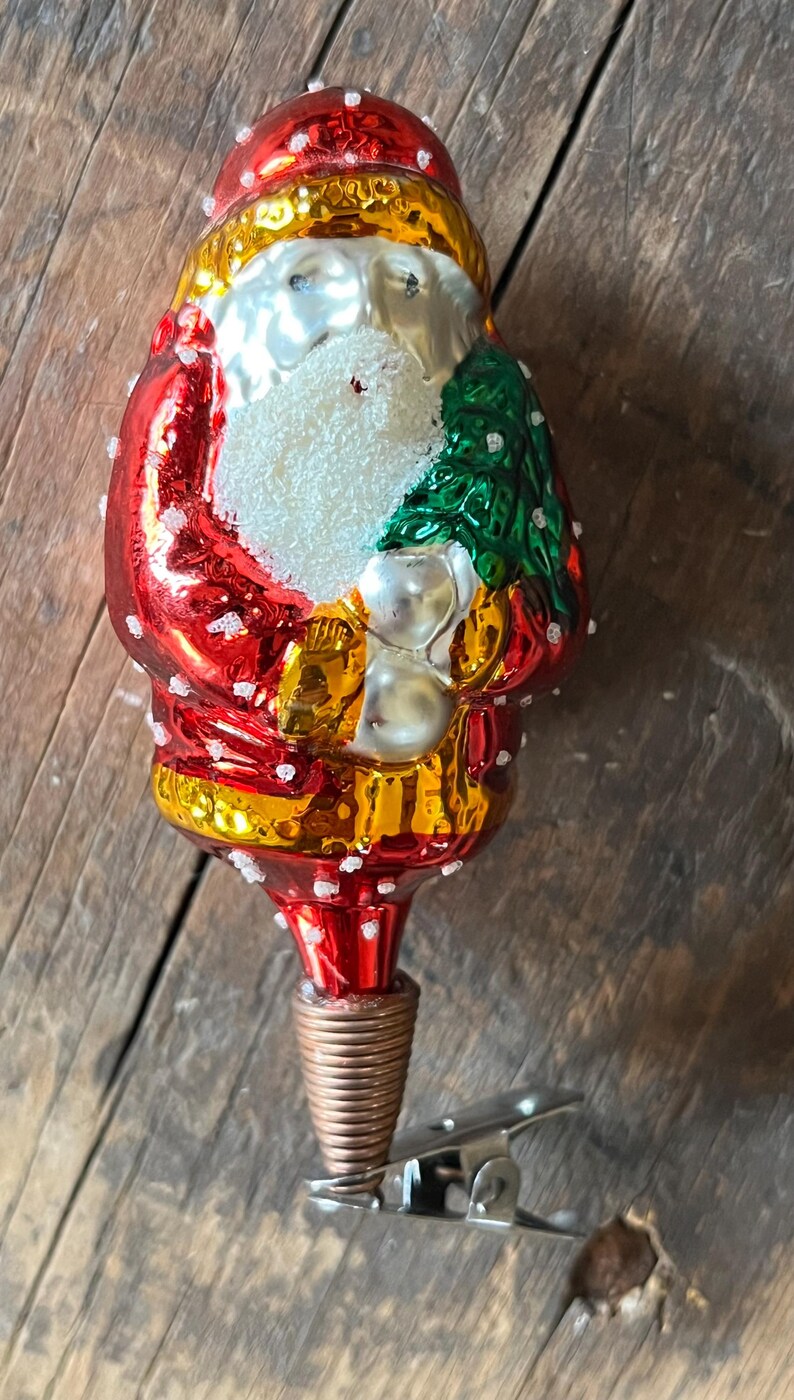 Vintage Glass Santa Christmas Tree Clip on Ornament Clamp - Etsy