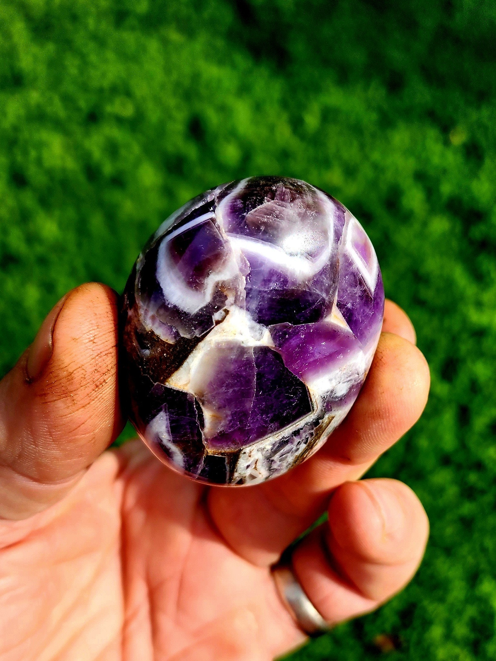 African Dream Amethyst Palm Stone - Etsy