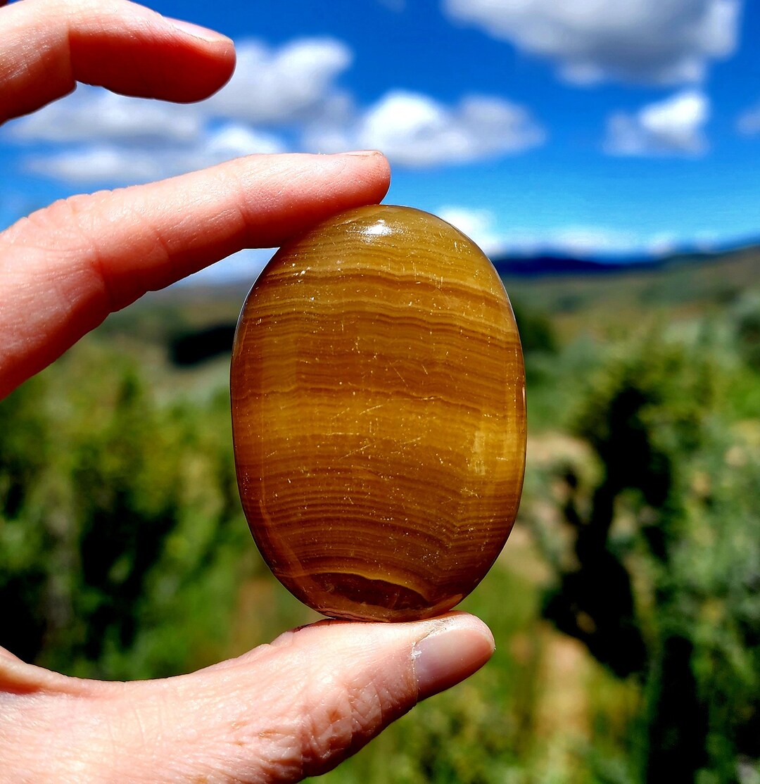 Mexican Banded Honey Calcite Palm Stone - Etsy