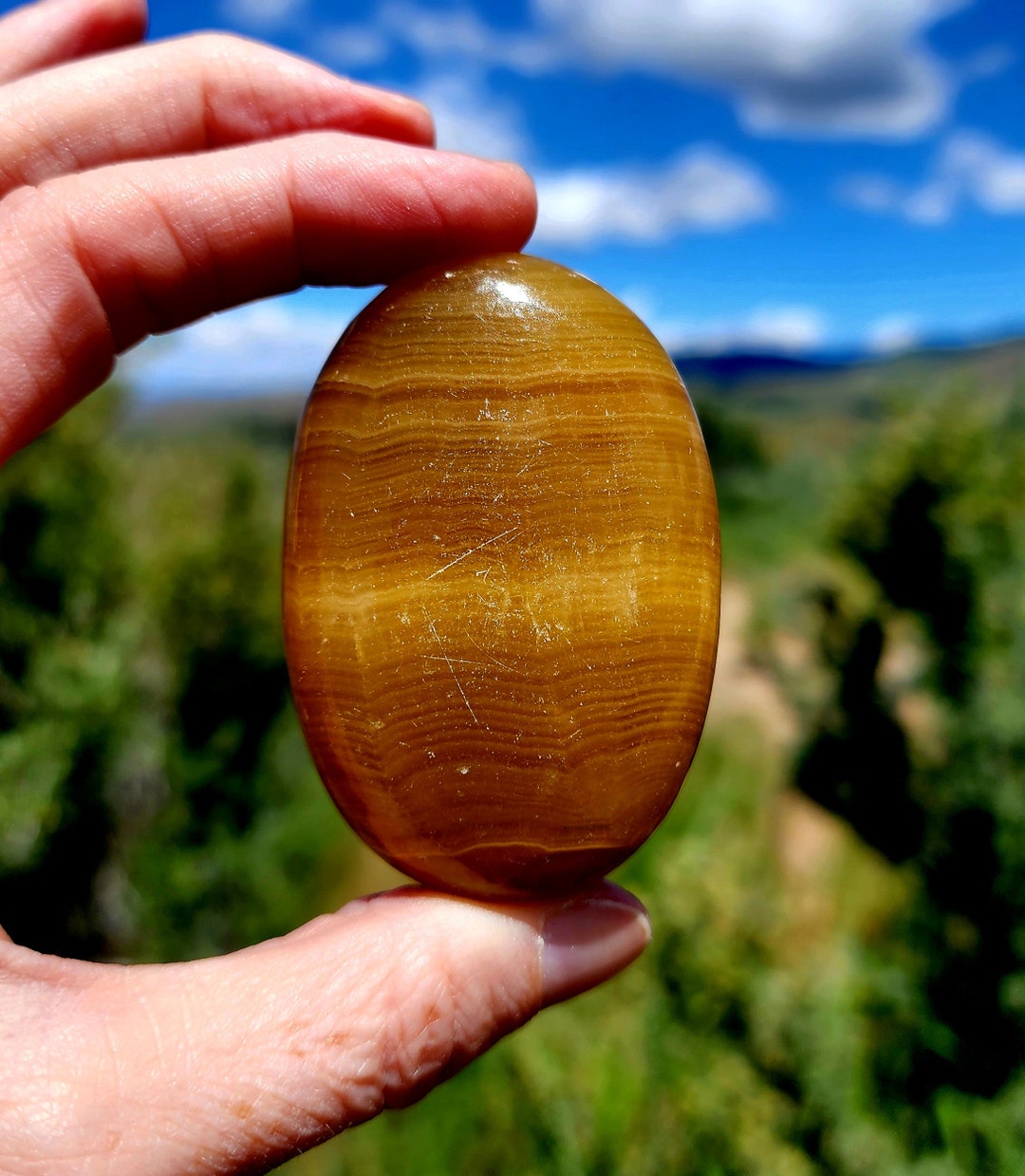 Mexican Banded Honey Calcite Palm Stone - Etsy