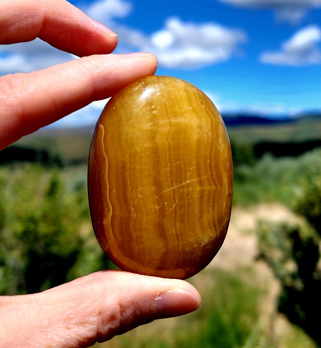 Mexican Banded Honey Calcite Palm Stone - Etsy