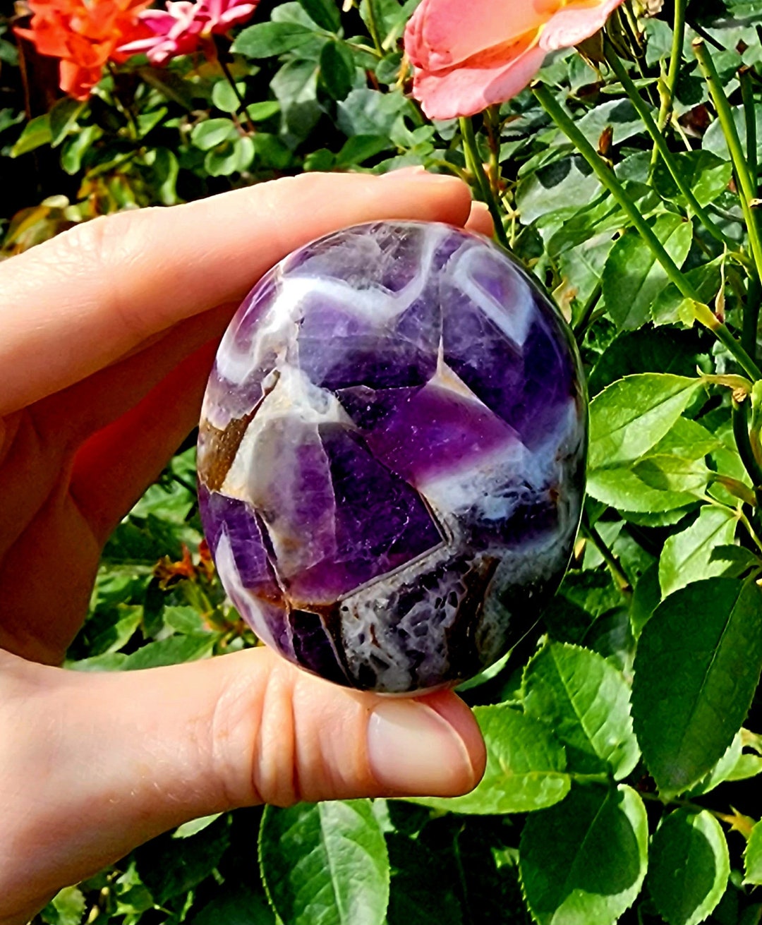 African Dream Amethyst Palm Stone - Etsy