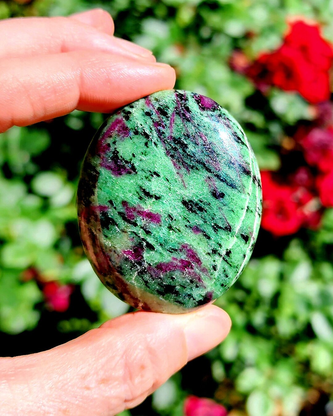 Zoisite With Ruby Palm Stones - Etsy