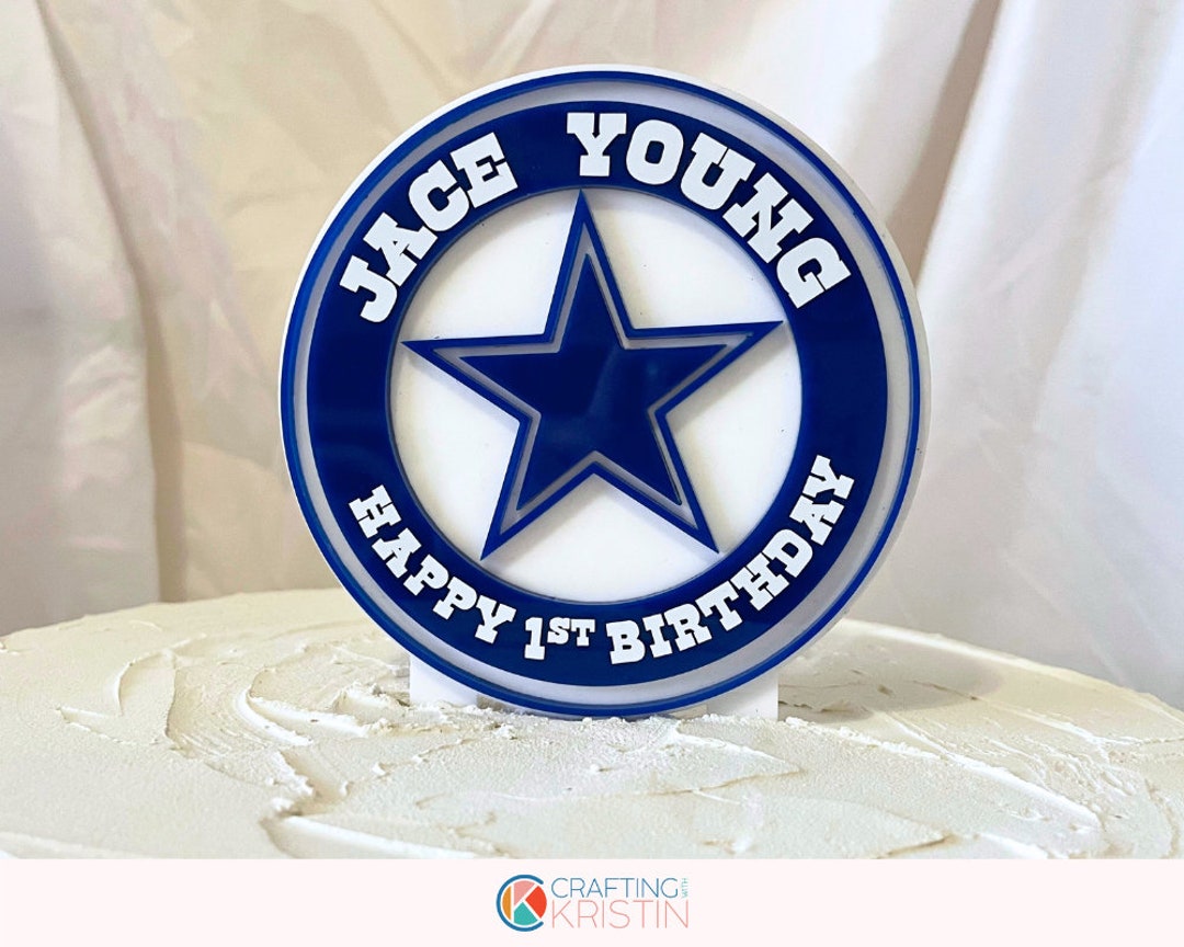 Dallas Cowboys NFL Team Cake Topper - Custom Name and Age - Cowboys Fan ...