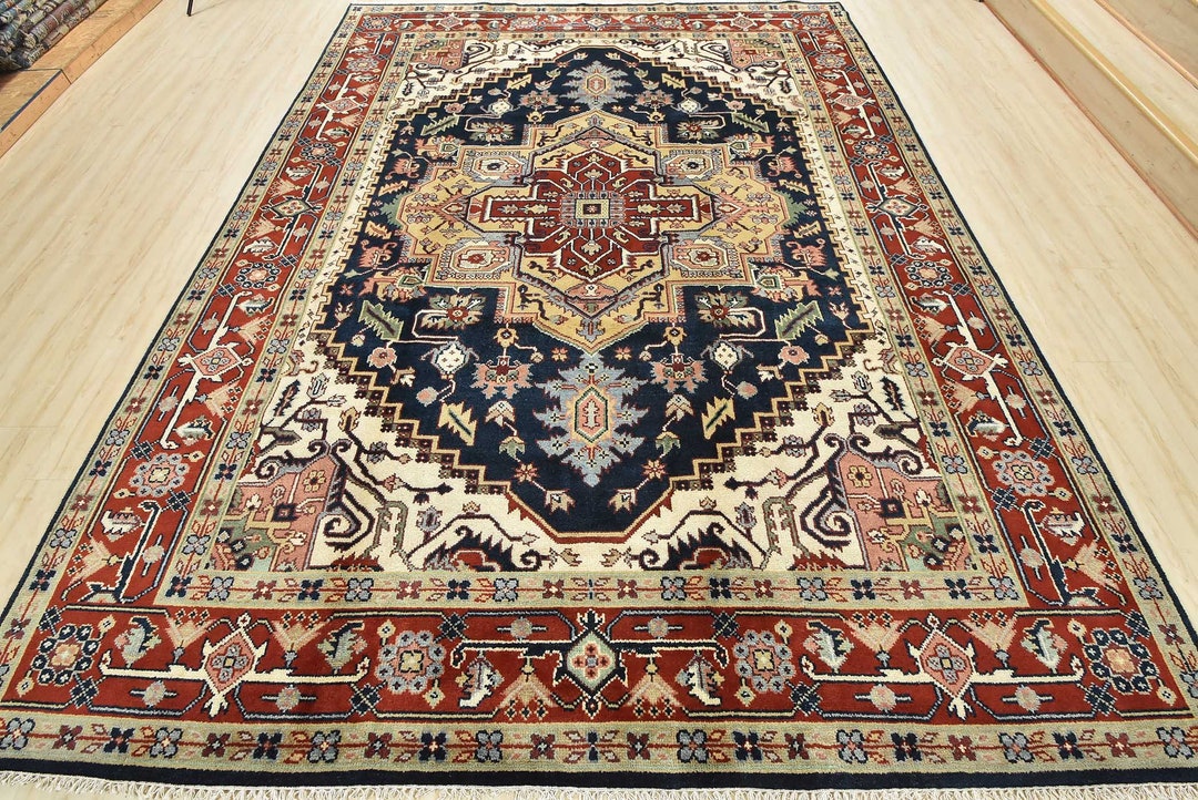 Heriz Serapi 811 X 119 Blue Wool Tribal Hand-knotted - Etsy