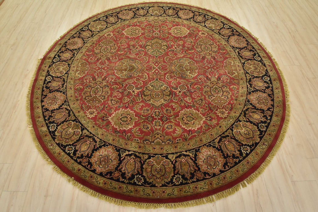 Agra Carpet 710 X 8 Round Red Wool Traditional Hand-knotted Oriental ...
