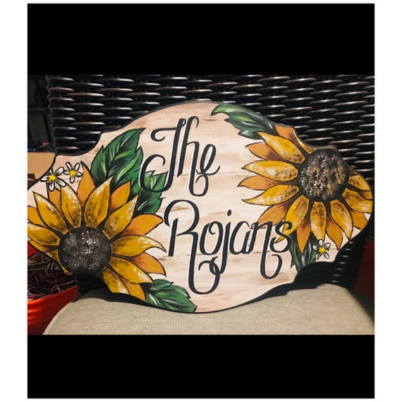 Family Name Sign Sunflowers | Etsy