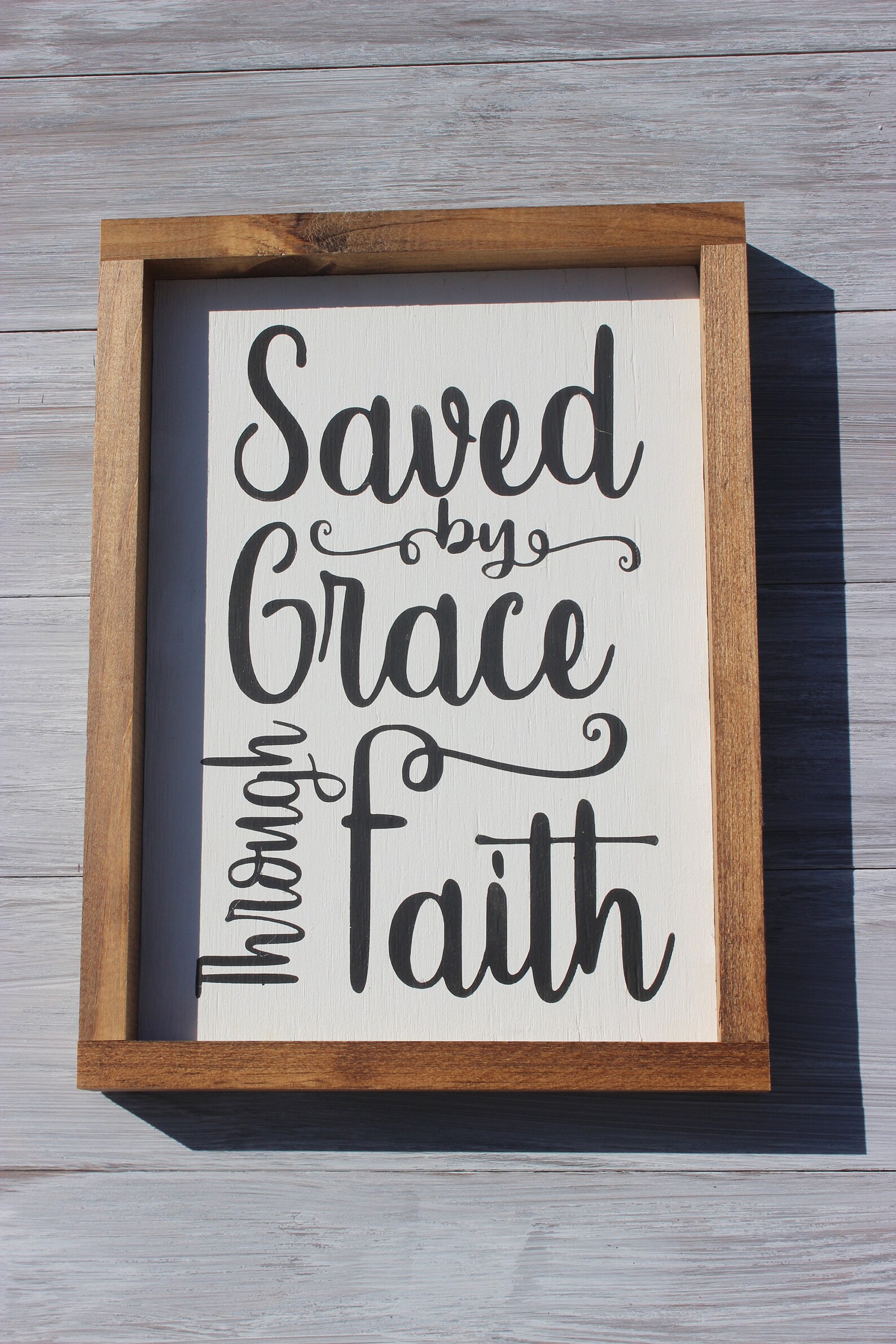 Saved by Grace Through Faith Wooden Sign - Etsy