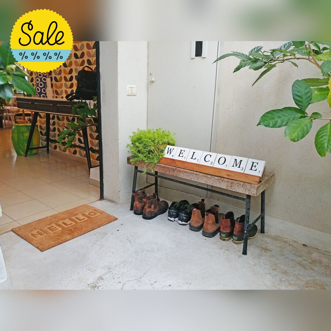 Welcome Scrabble Style Scrabble Rack and Tiles Entryway - Etsy