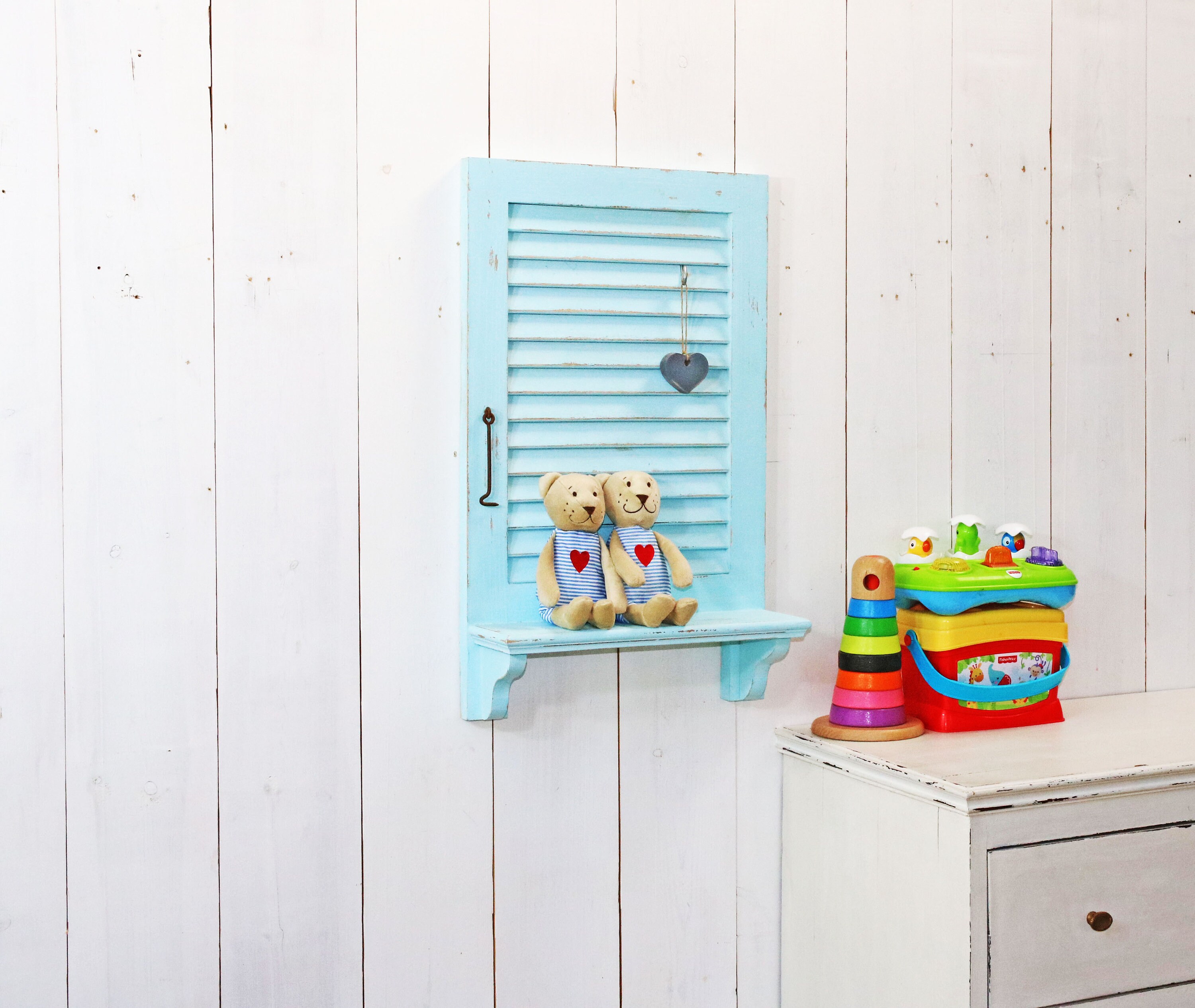 Wood Shutter With Shelf Bright Wall Art Wall Decor Plants Display Wall ...