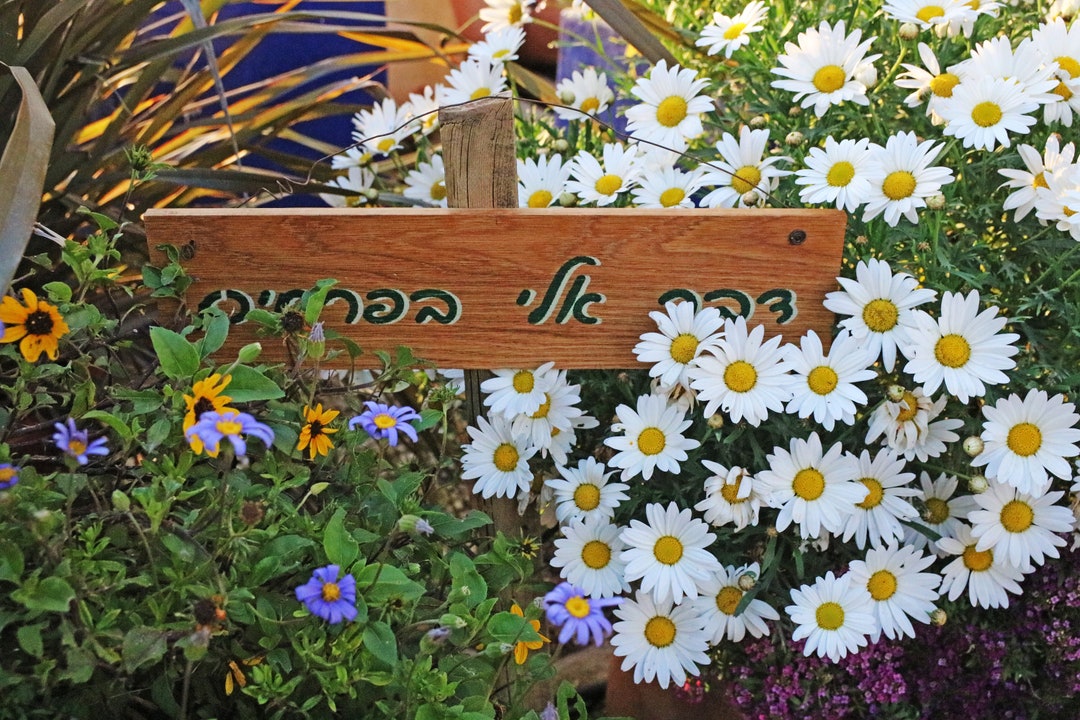 Garden Wood Sign | Hebrew Quote Wood Sign | Personalized Gift | Flowers ...