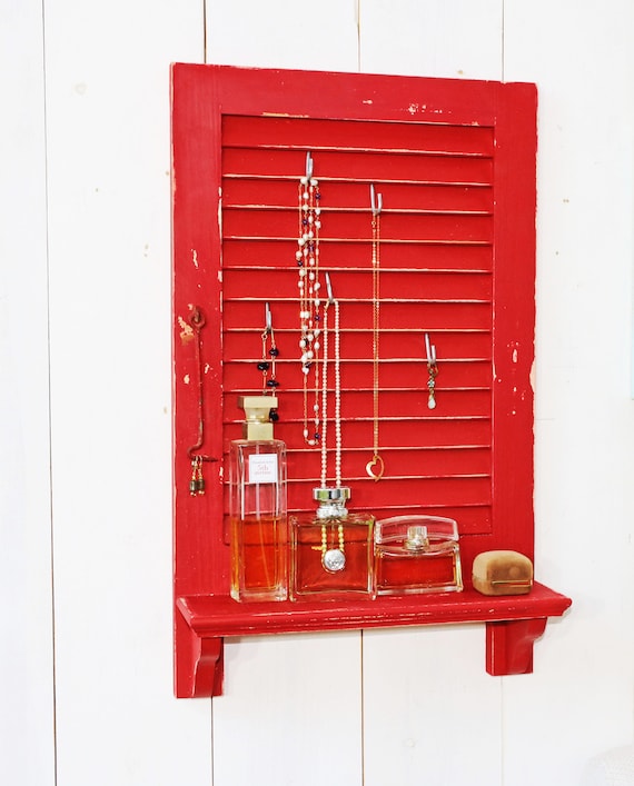 Wood Shutter With Shelf Jewlry Holder Wall Decor Plants - Etsy