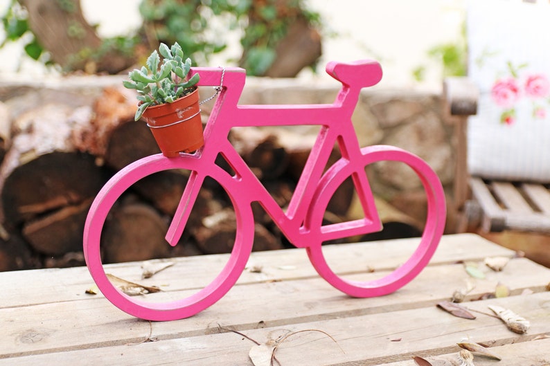 Free Standing Wood Bicycle Bicycle Planter Stand Tu Bishvat Gift Idea ...
