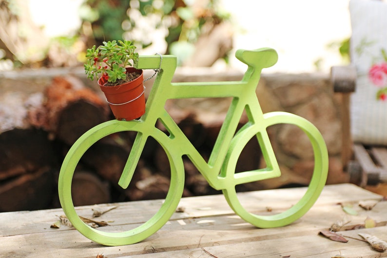 Free Standing Wood Bicycle | Bicycle Planter Stand | Bike Decor | Biker ...