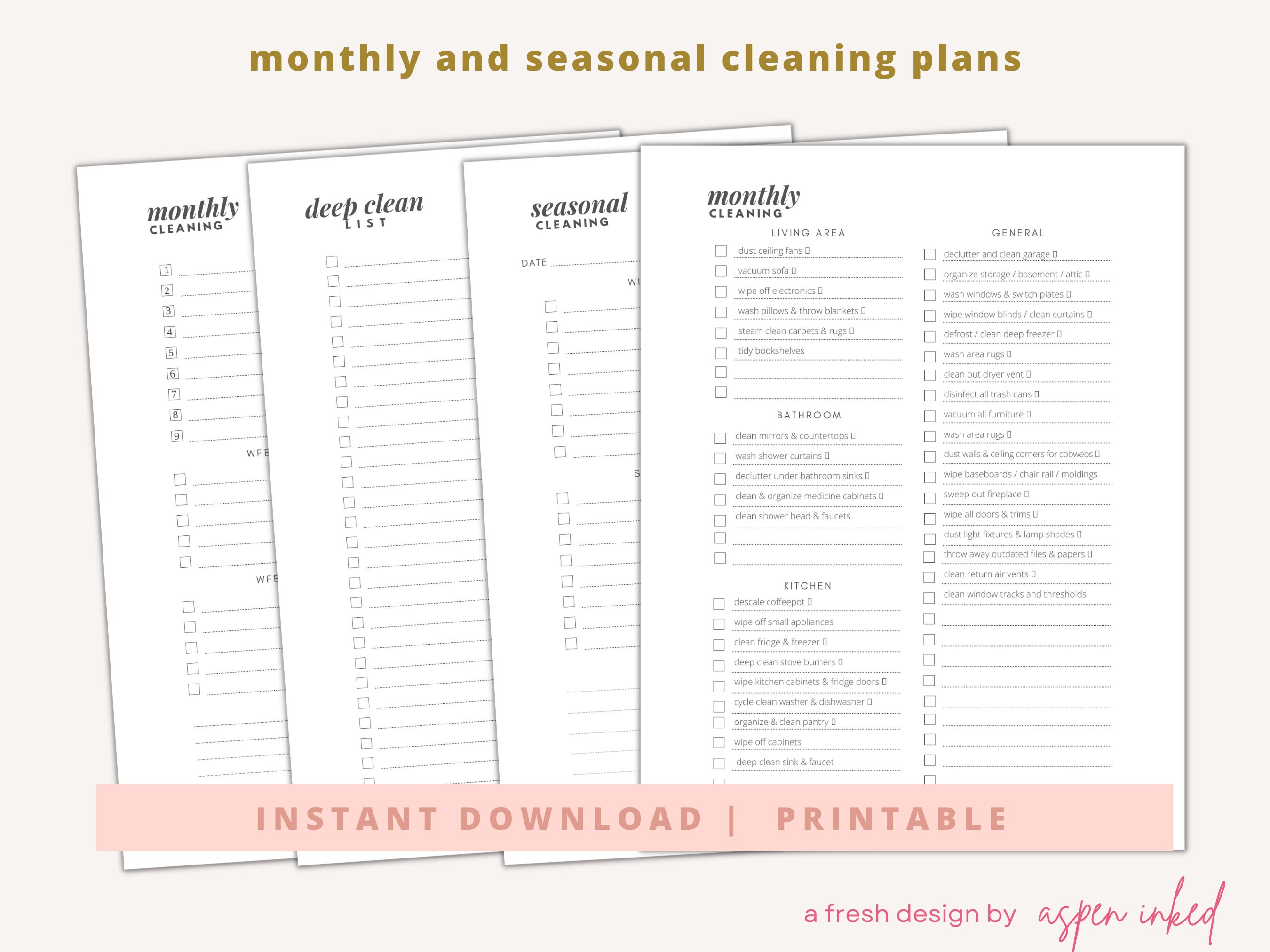 Cleaning Planner Cleaning Checklists Daily Cleaning - Etsy