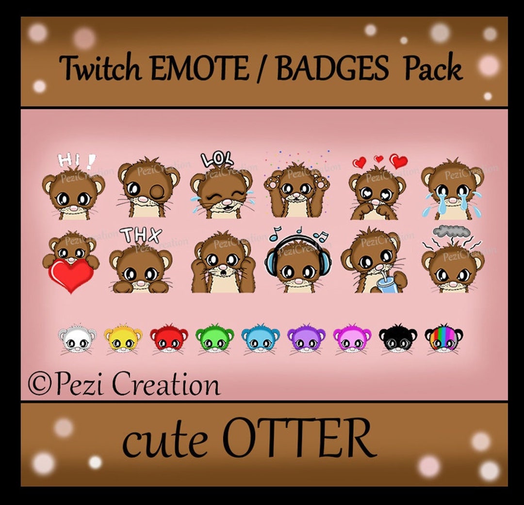 Cute Otter Twitch Emote / Badges Pack Emotes Badge - Etsy