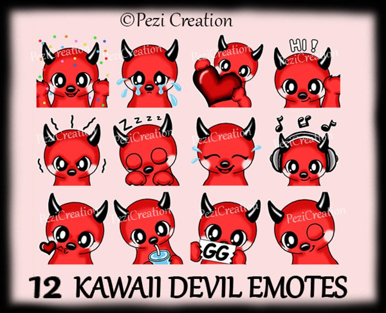 Cute Kawaii Devil Twitch Emotes Pack - Etsy