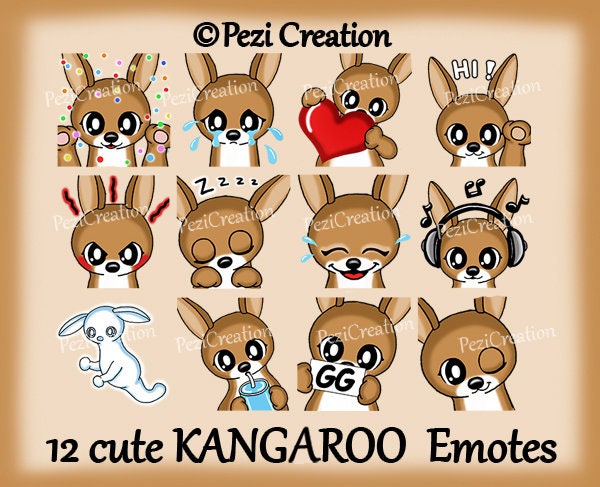 12 Cute Kangaroo Twitch Emotes Pack - Etsy