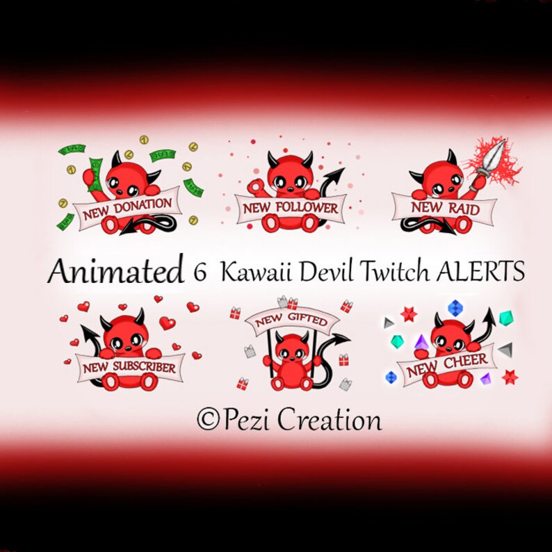 Animated Twitch Alerts Cute Kawaii Devil - Etsy