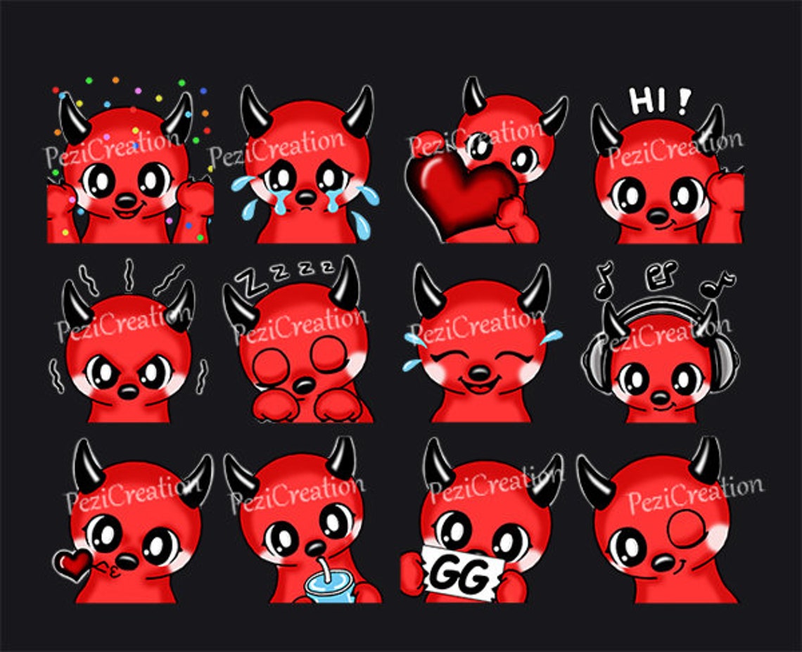 Cute Kawaii Devil Twitch Emotes Pack - Etsy