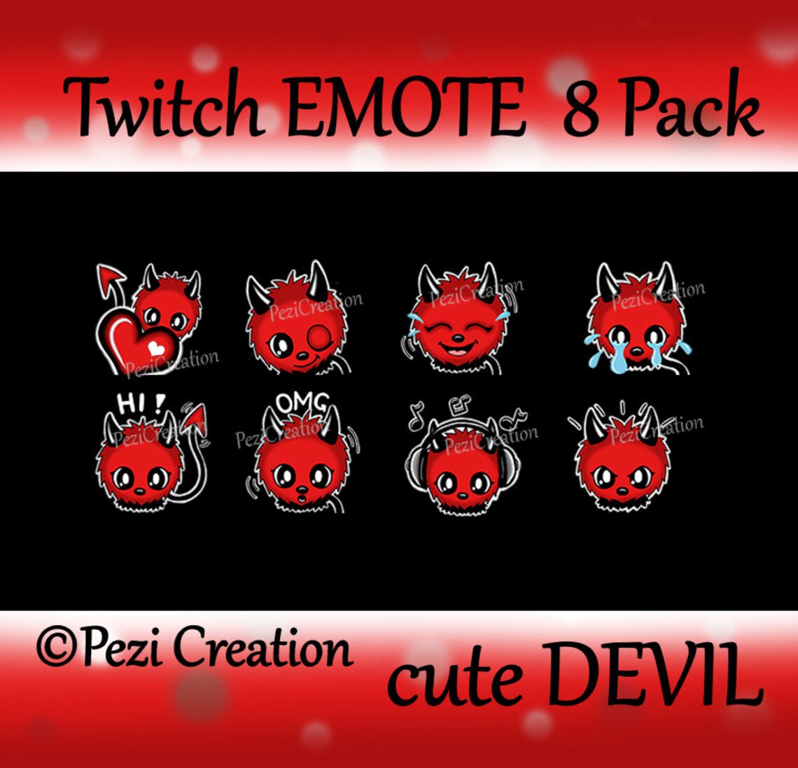 Twitch Emote Badges 8 Pack Cute Devil , Emotes, Teufel, - Etsy