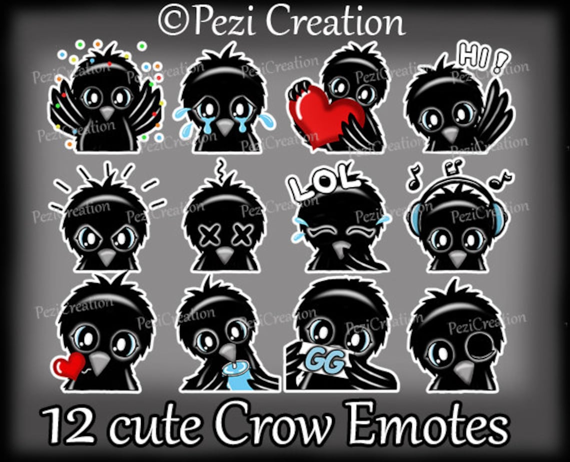 Cute Crow Twitch Emotes Pack - Etsy