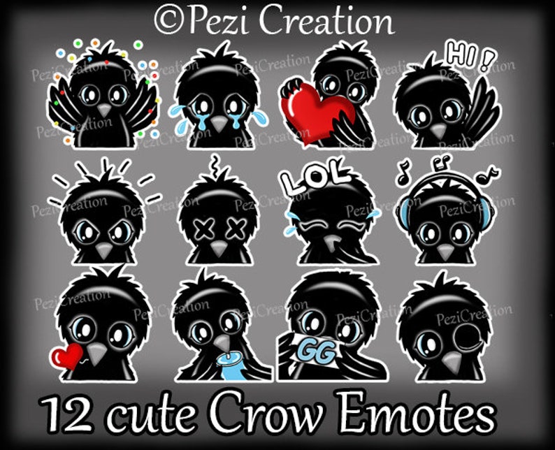 Cute Crow Twitch Emotes Pack - Etsy