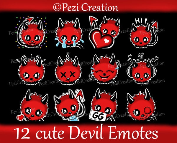 Cute Devil Emotes Pack - Etsy