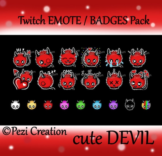 Cute Devil Twitch Emote Badges 12 Pack Teufel Badge Emoji - Etsy