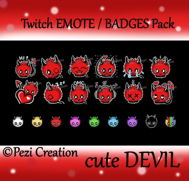 Cute Devil Twitch Emote Badges 12 Pack , Teufel, Badge, Emoji, - Etsy