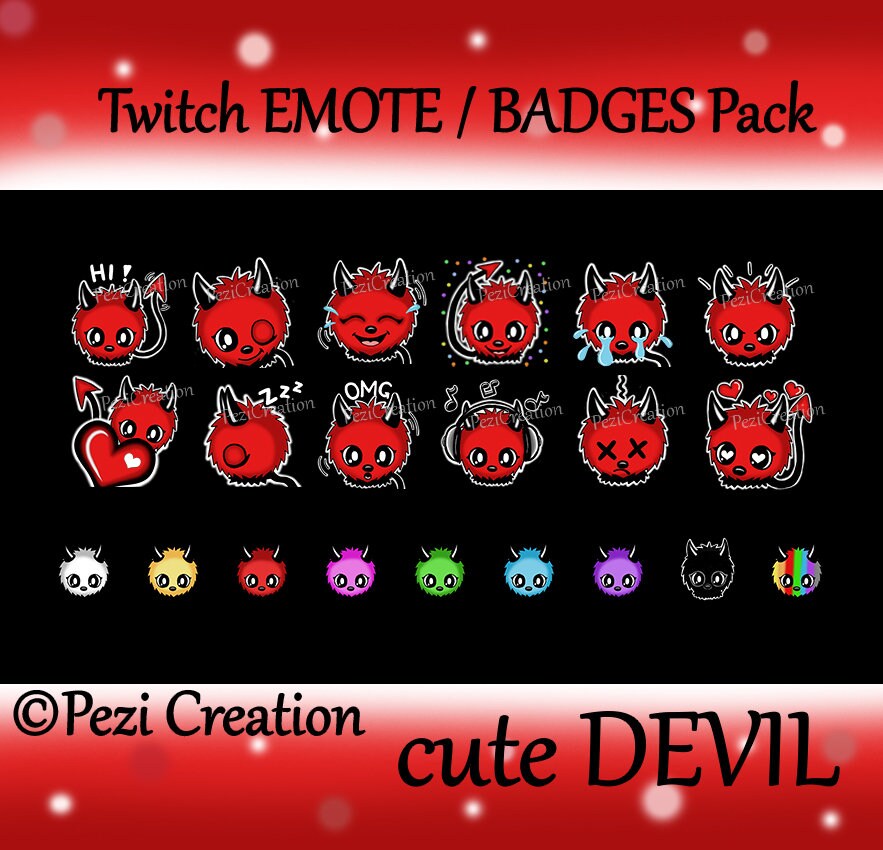 Cute Devil Twitch Emote Badges 12 Pack , Teufel, Badge, Emoji, - Etsy