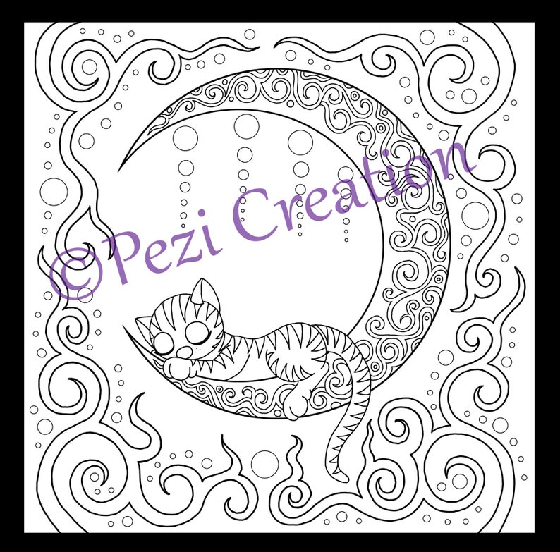 Fantasy Coloring Pages Phoenix Cat Mandala - Etsy