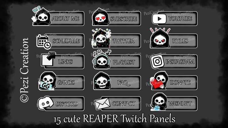 15 Cute Reaper Twitch Panels Pack - Etsy