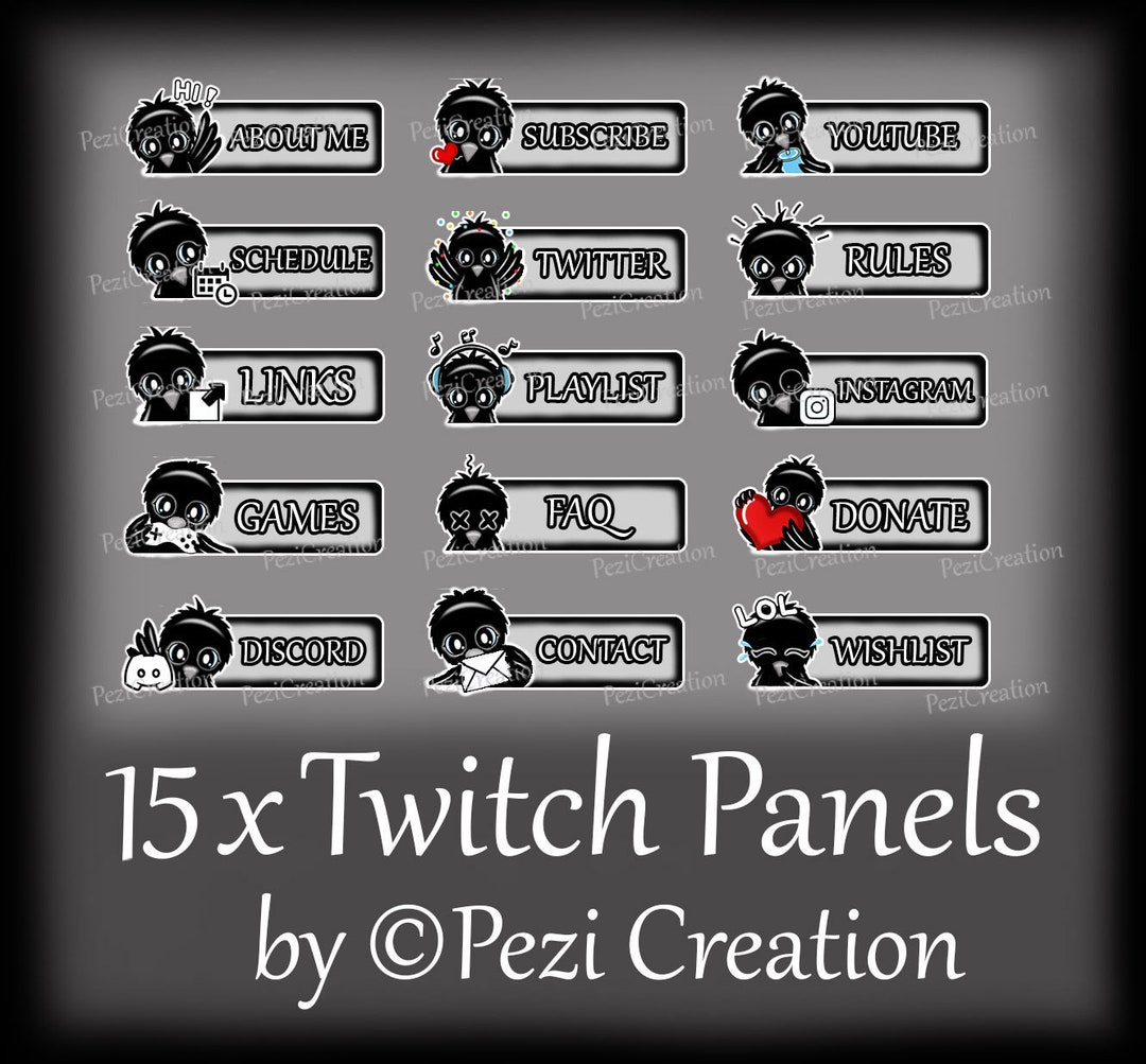Cute Crow Twitch Panels Pack Raven - Etsy