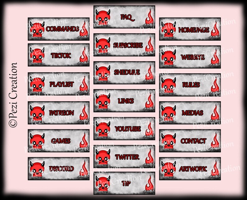 Twitch Kawaii Devil Banner, Screens, Pannels Pack Bundle Overlay - Etsy