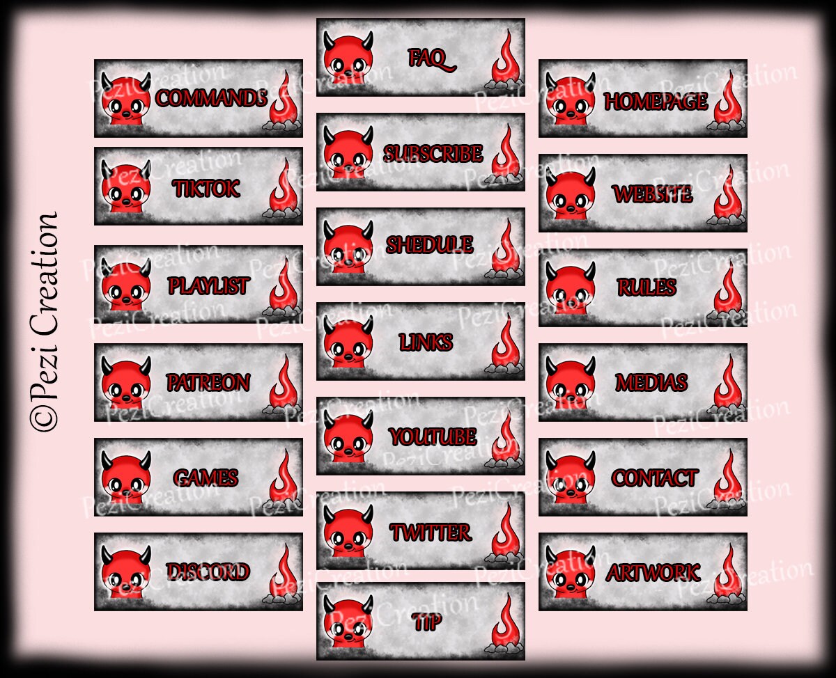Twitch Kawaii Devil Banner, Screens, Pannels Pack Bundle Overlay - Etsy