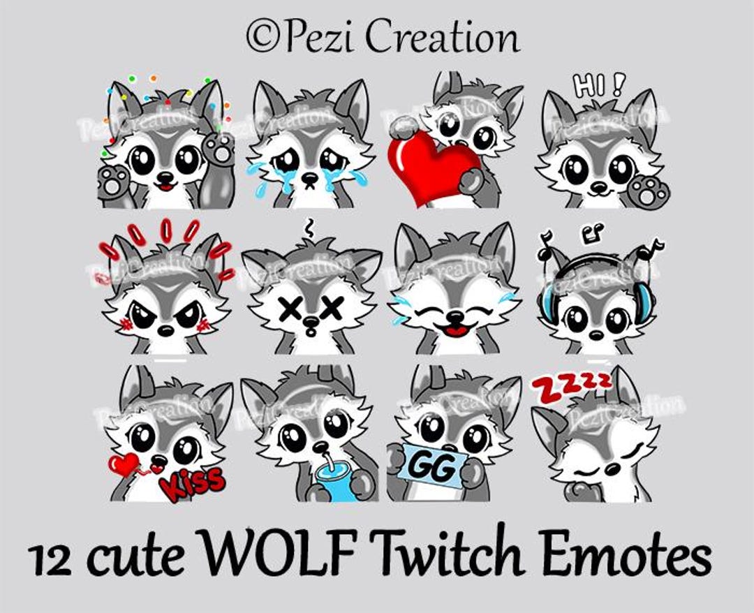 12 Cute Wolf Twitch Emotes Pack - Etsy