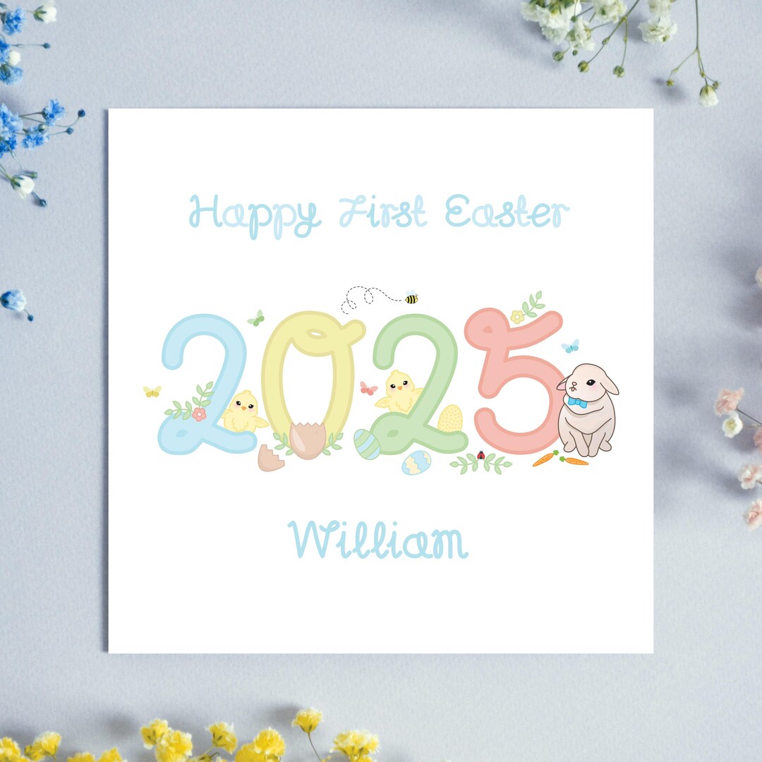 Personalised 2025 First Easter Card for a Special Little Boy, Cute ...