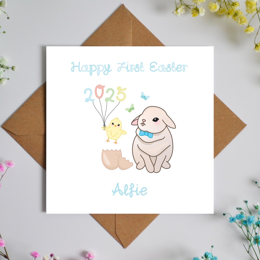 Personalised 2025 First Easter Card for a Special Little Boy, Cute ...