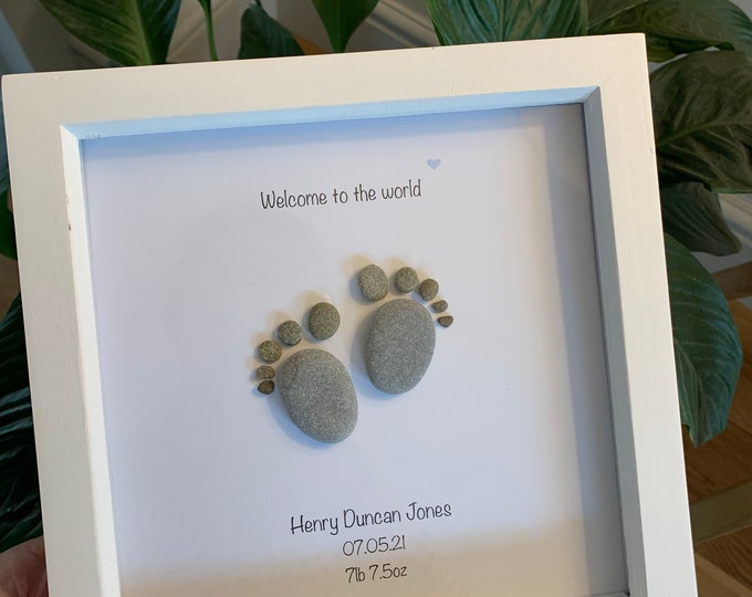 Personalised Pebble Art Baby Boy Gift for New Born New - Etsy