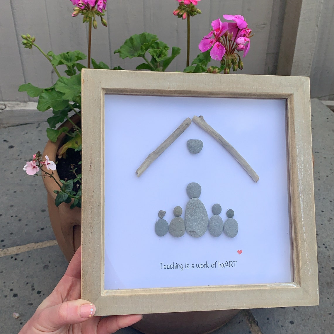 Pebble Art Gift for Teacher Teacher Pebble Framehandmade - Etsy