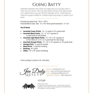 Going Batty Lap Quilt Pattern PDF by Jen Daly Quilts - Etsy