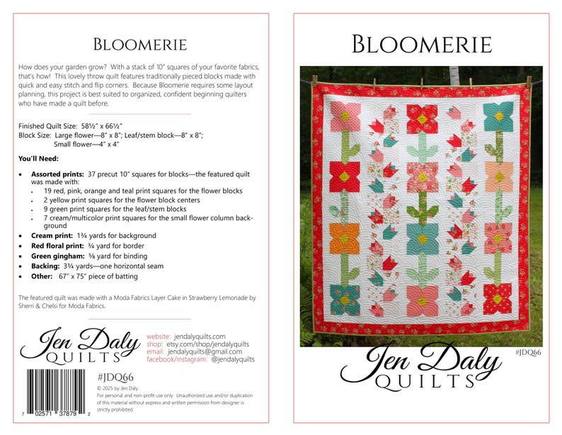 Bloomerie Quilt Pattern PDF by Jen Daly Quilts - Etsy