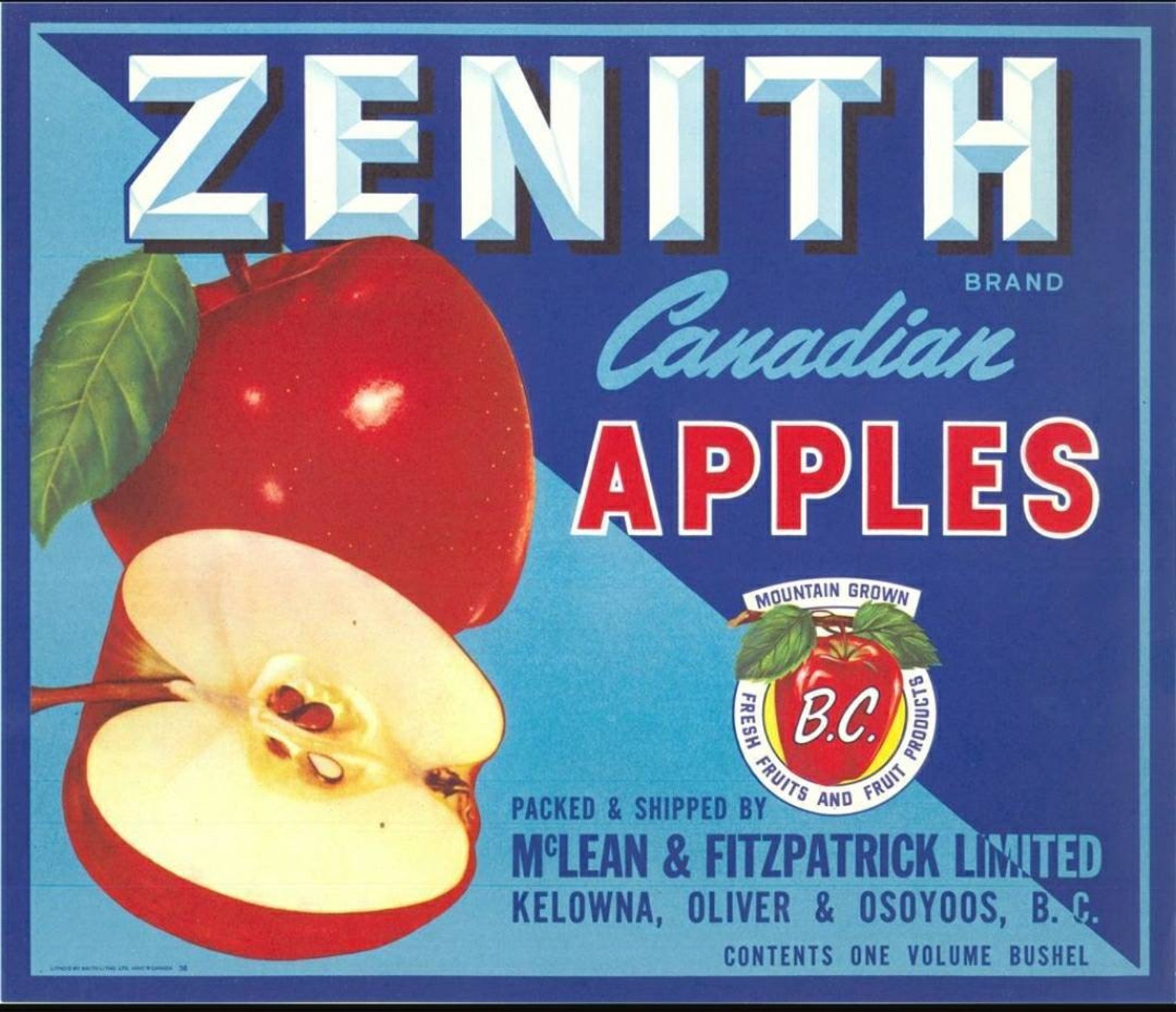 1950's ZENITH Canadian Apple Crate Label - Etsy